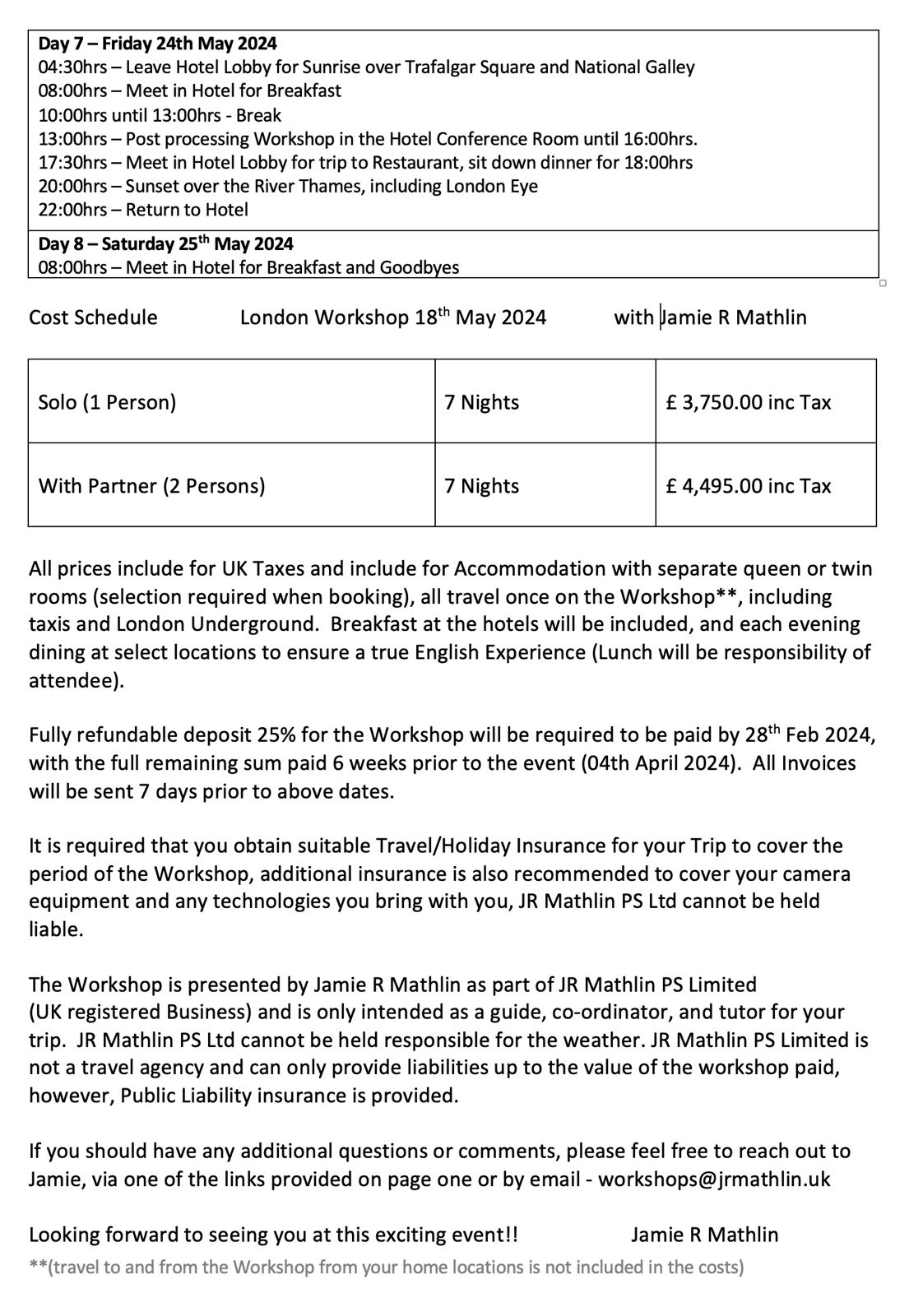 London Workshop May 2024 | Jamie R Mathlin Photography