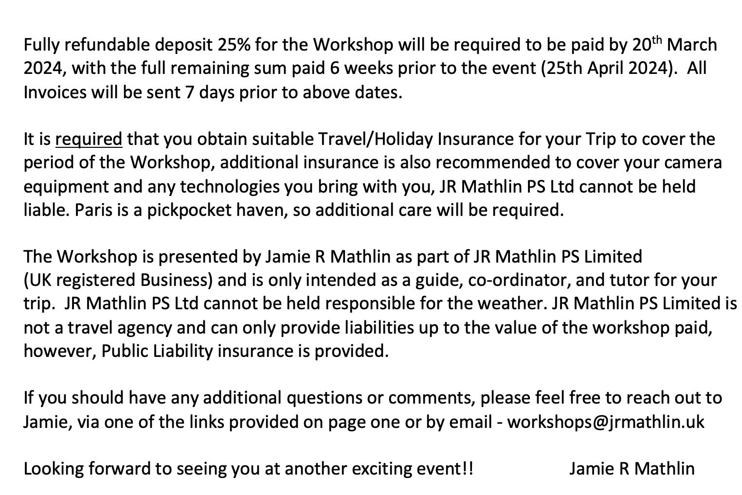 Paris Workshop June 2024 | Jamie R Mathlin Photography